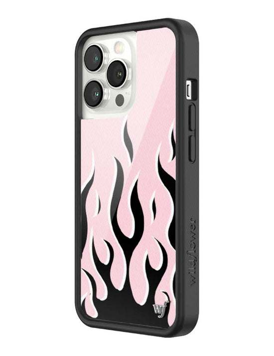 Flames | Pink & Black iPhone 13 Pro Case – Wildflower Cases